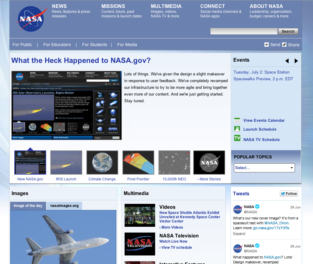NASA boldly redesigns web site for 2005 – IDEA